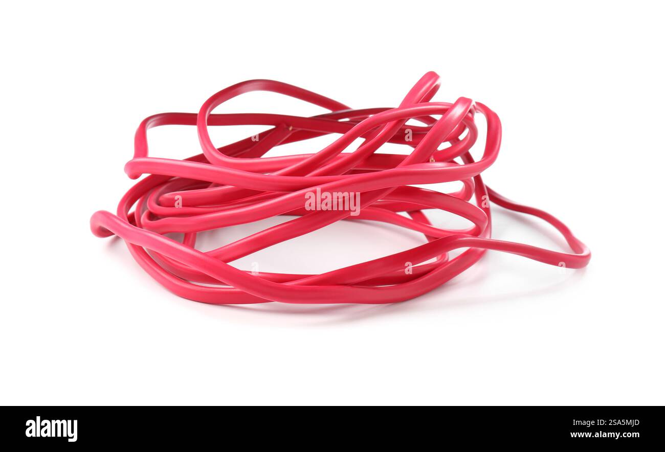 Tangled insulated electrical wire isolated on white Stock Photo - Alamy