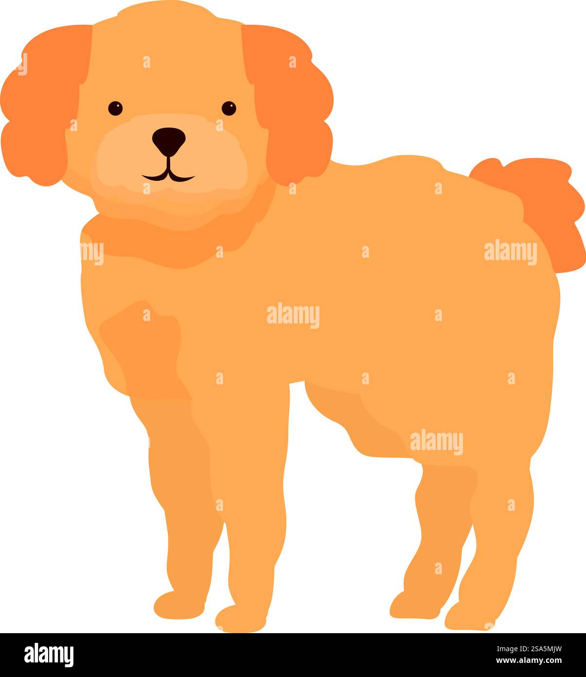 Cartoon style illustration of a cute golden doodle dog standing. Cute ...