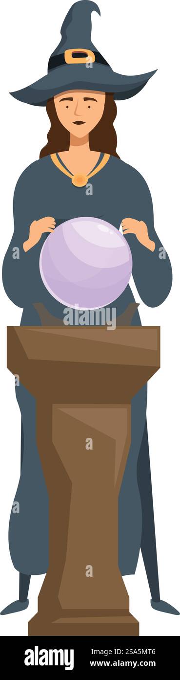 Fortune teller predicting future using crystal ball, witch holding ...