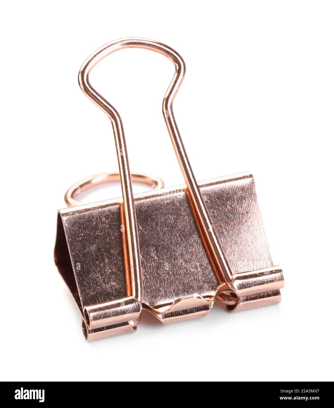 One golden binder clip isolated on white Stock Photo - Alamy