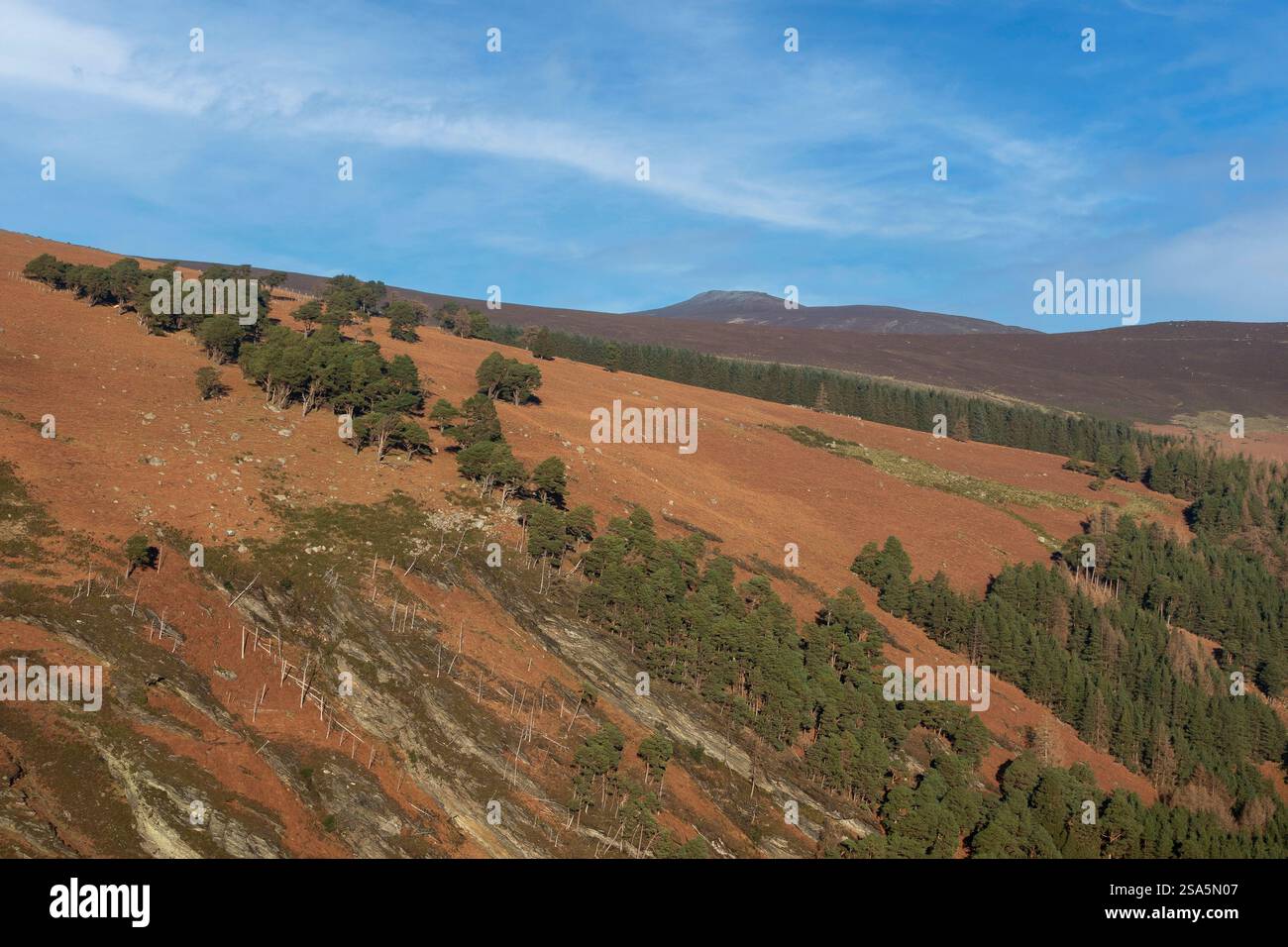 View down the Glendalough valley with Mullaghcleevaun in the distance ...