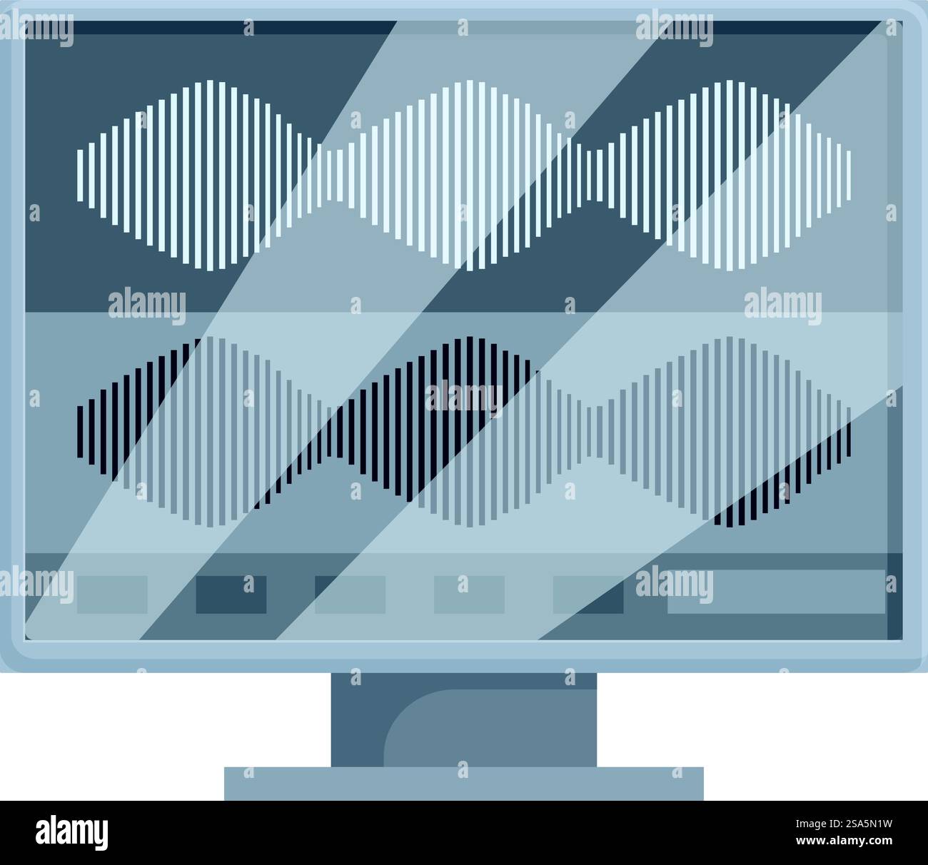 Computer screen showing audio editing software displaying a sound waveform, for concepts such as ...