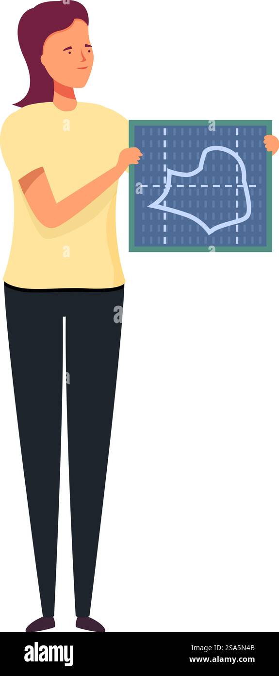Female scientist is holding a board and explaining a graph. Female ...