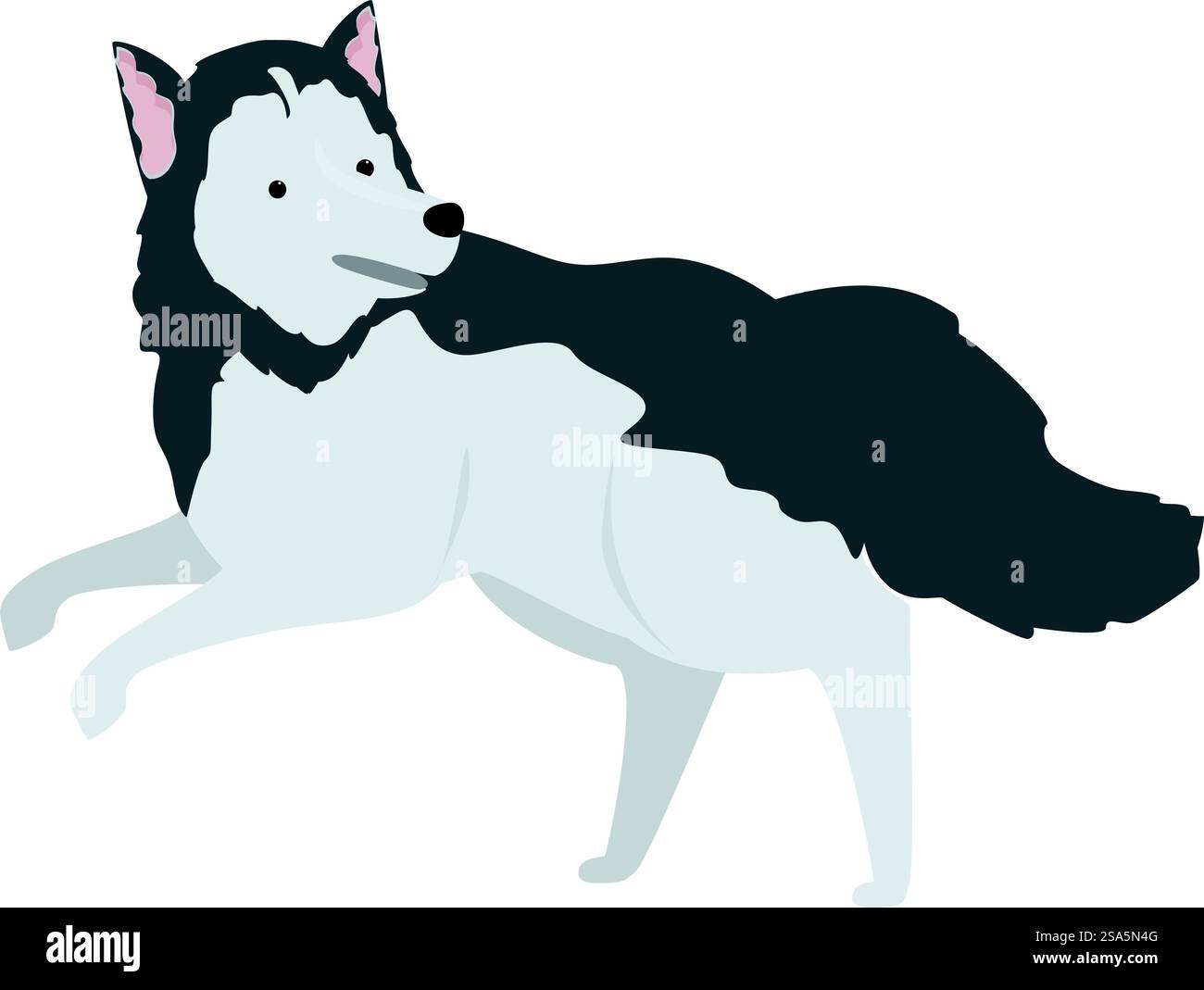 Illustration of a playful siberian husky dog running happily with its ...