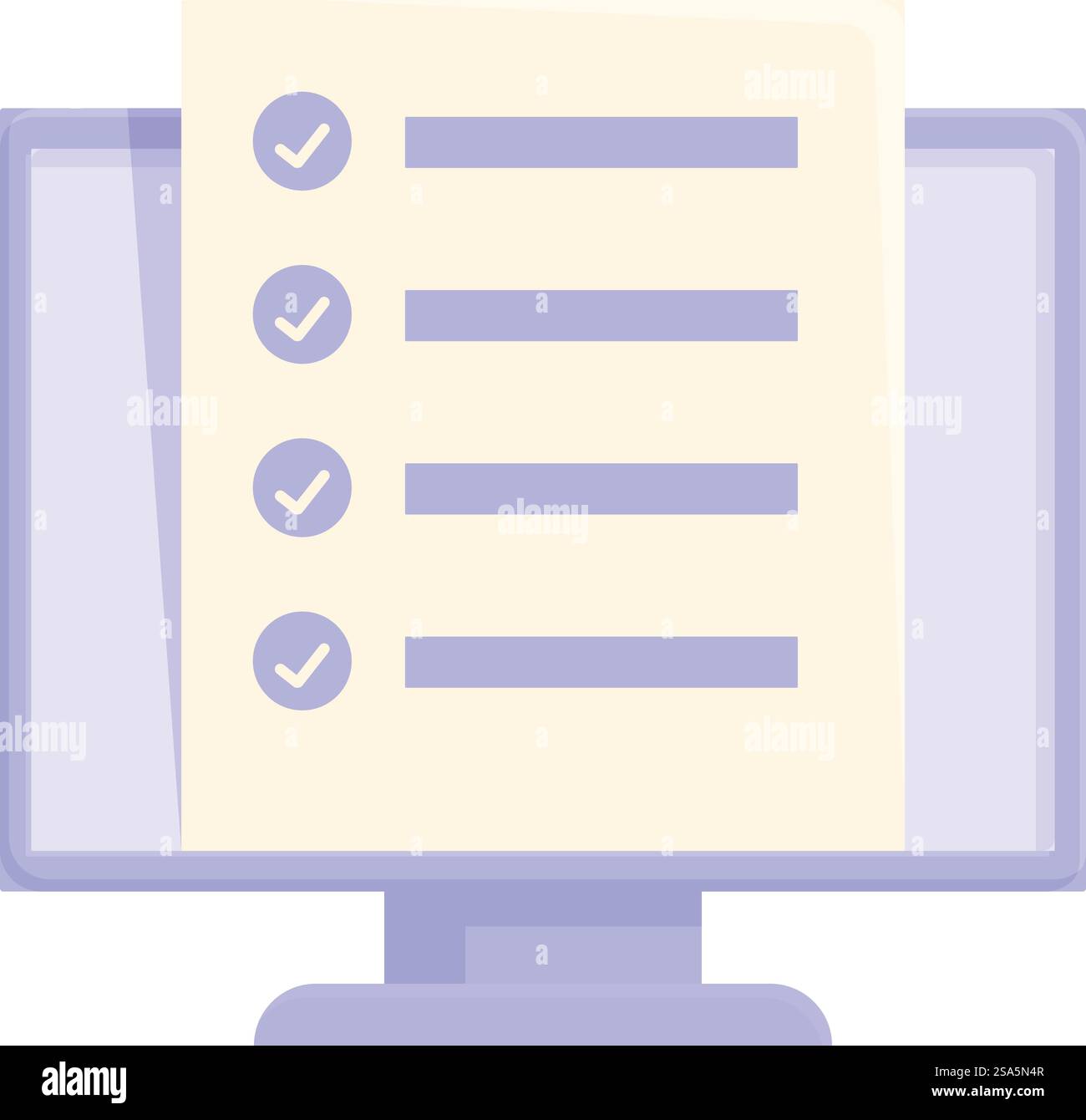 Computer is displaying a checklist on its screen, representing online tasks or assessments ...