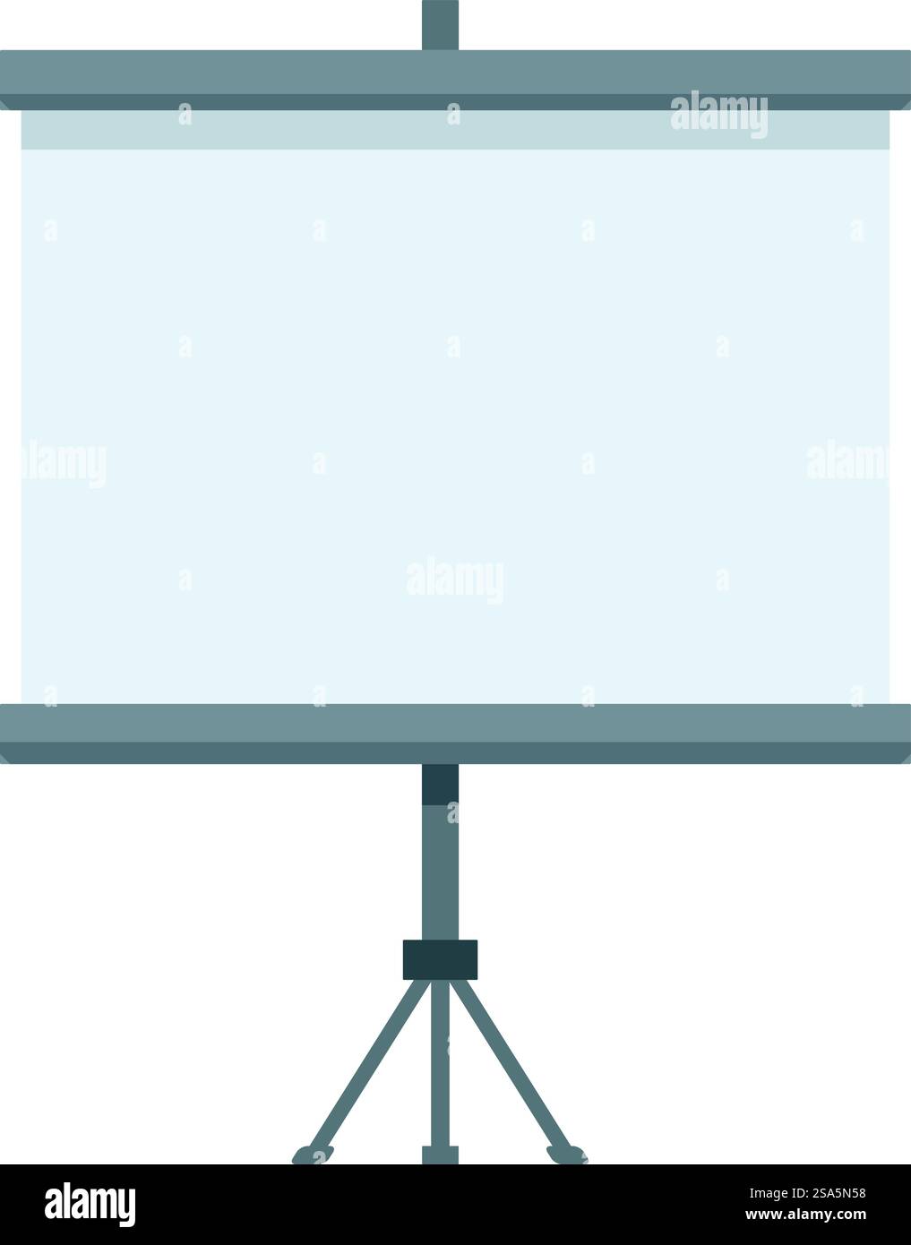 Blank projection screen is standing on a tripod, ready for a ...