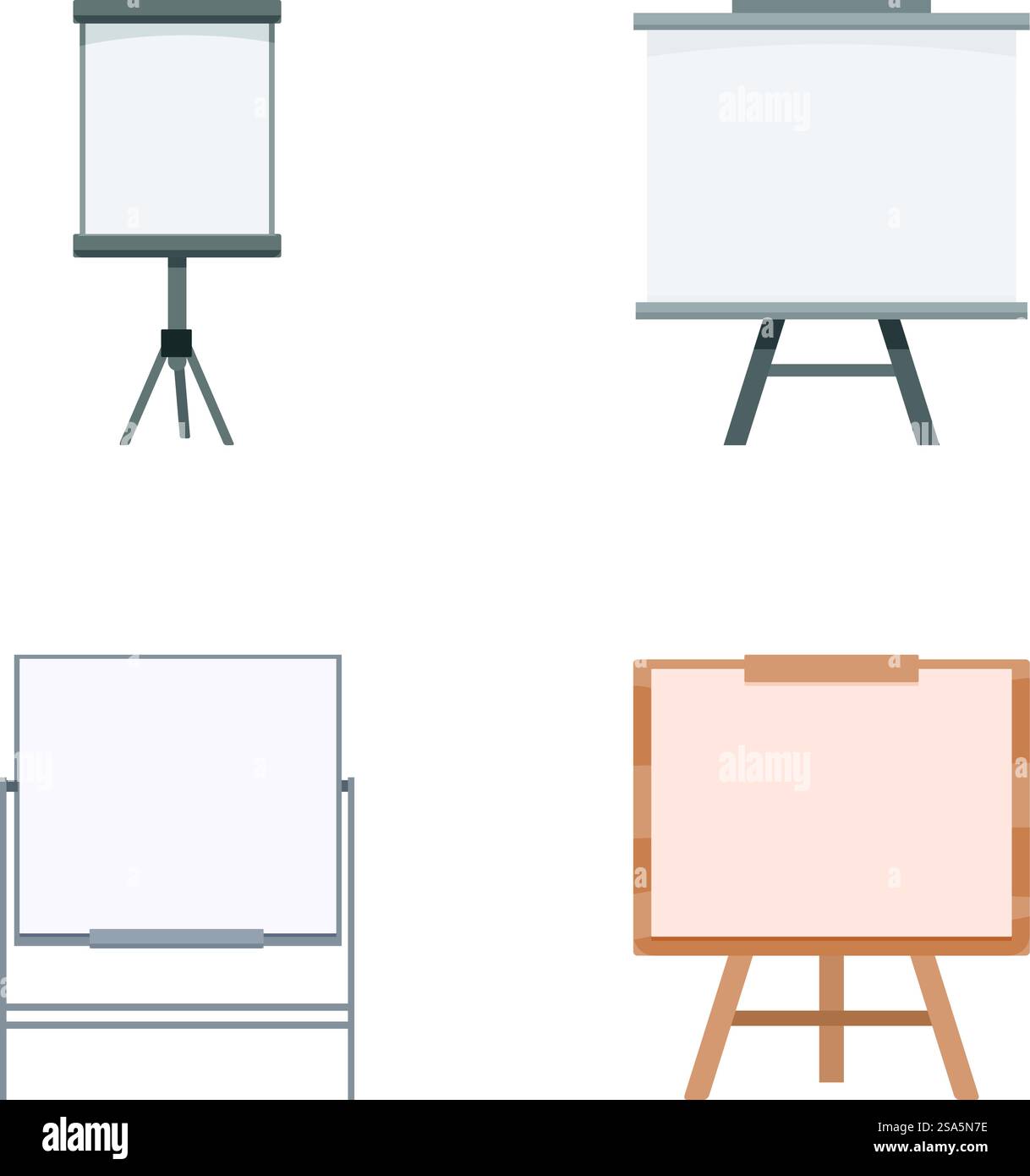 Vector illustration of four different blank presentation boards and ...