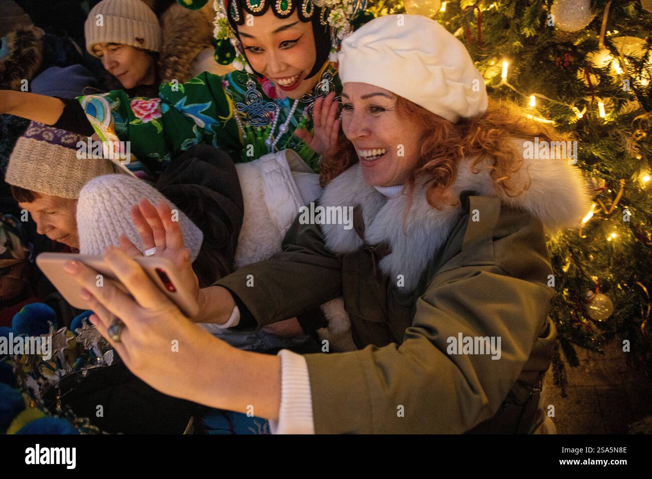 Moscow, Russia. 28th January, 2025. Russian woman takes selfie with ...