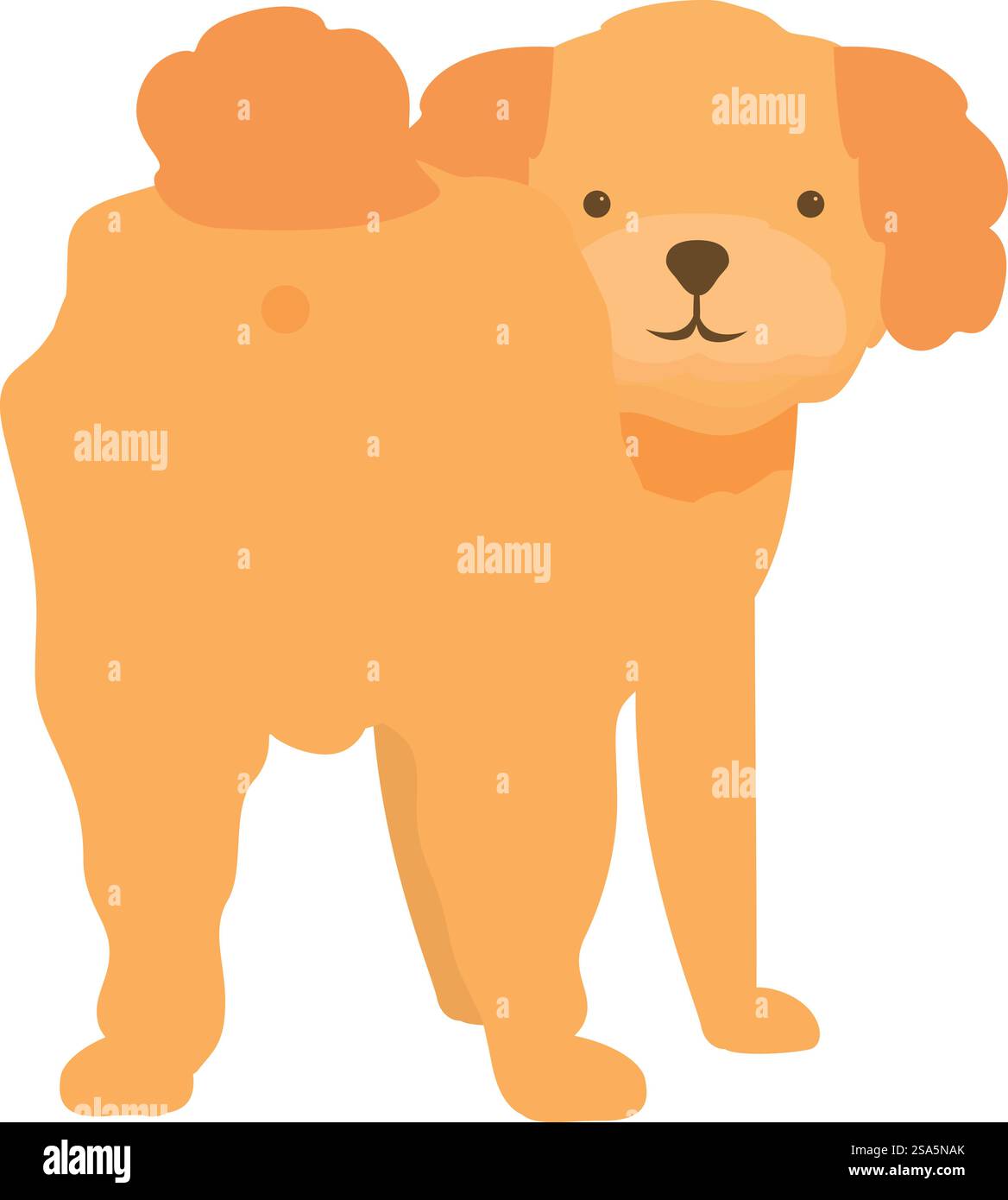 Adorable cartoon dog standing and looking back over its shoulder. Cute ...
