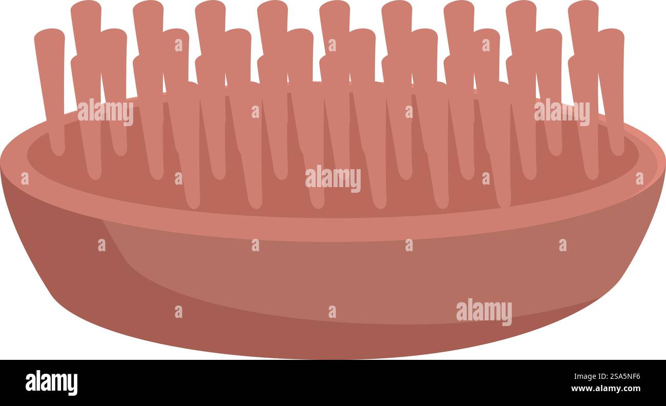 Simple cartoon drawing of a brown oval hairbrush lying horizontally ...