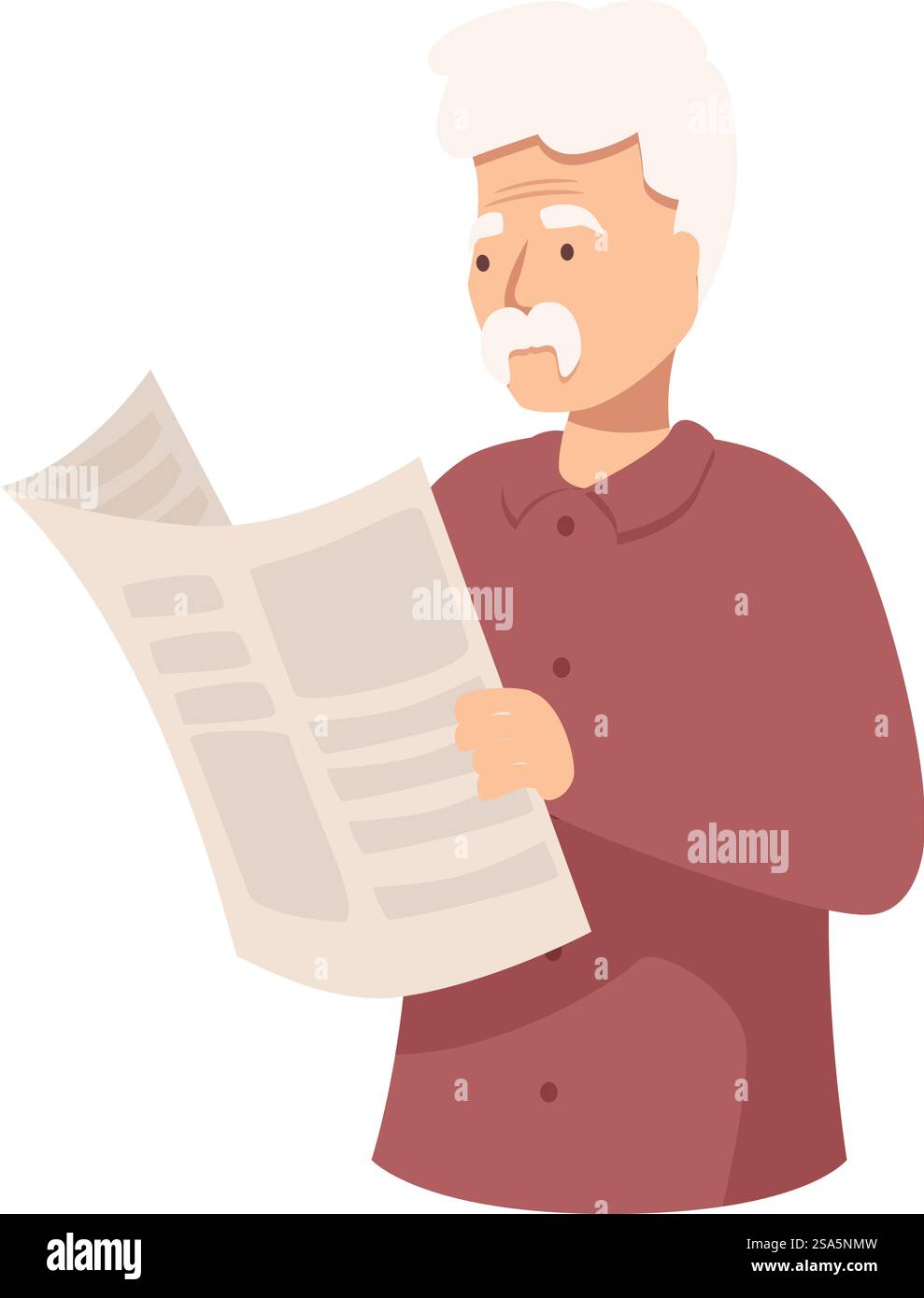 Elderly man absorbing information, enjoying his morning paper, staying ...