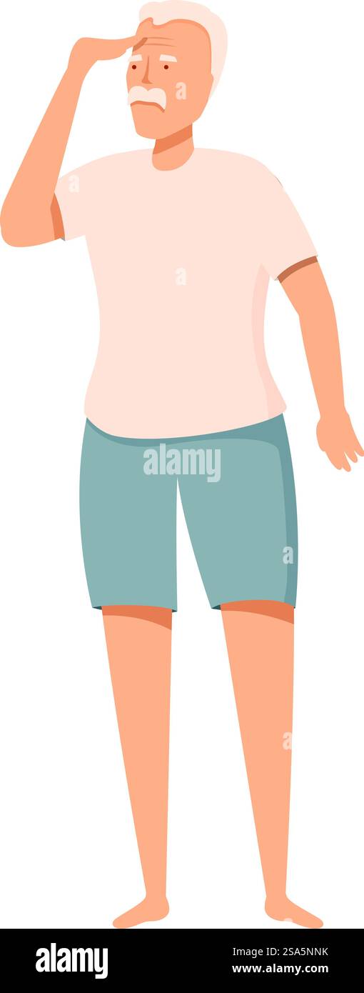 Elderly retired man is trying to remember something from the past ...