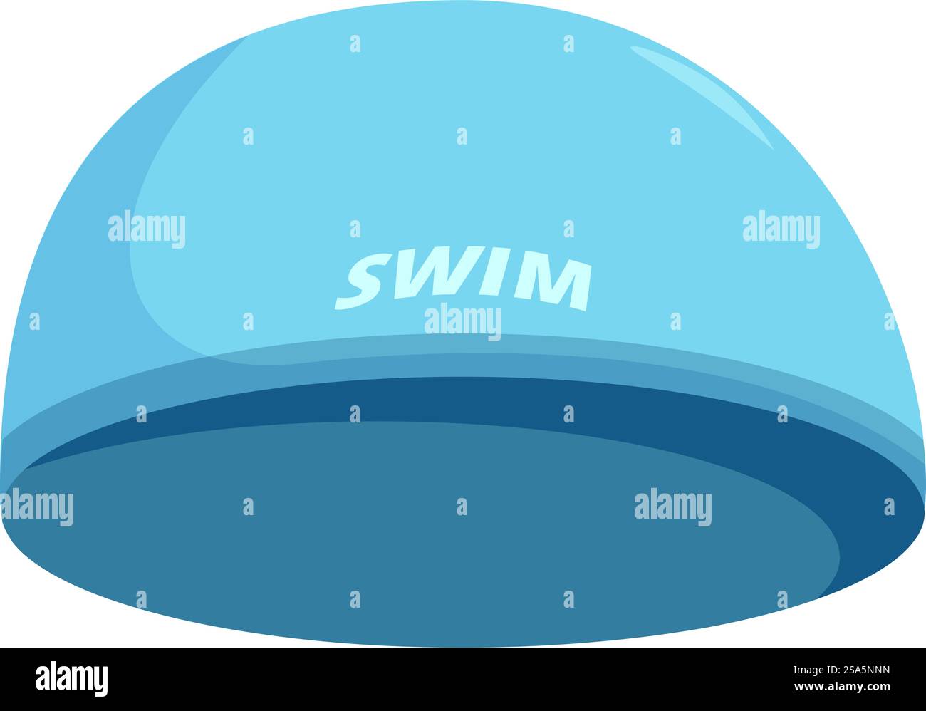 Blue swim cap protecting hair from chlorine during training in swimming ...