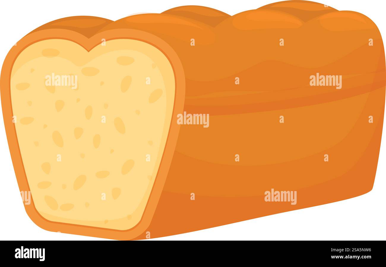 Freshly baked loaf of bread is lying on its side with a slice cut out ...