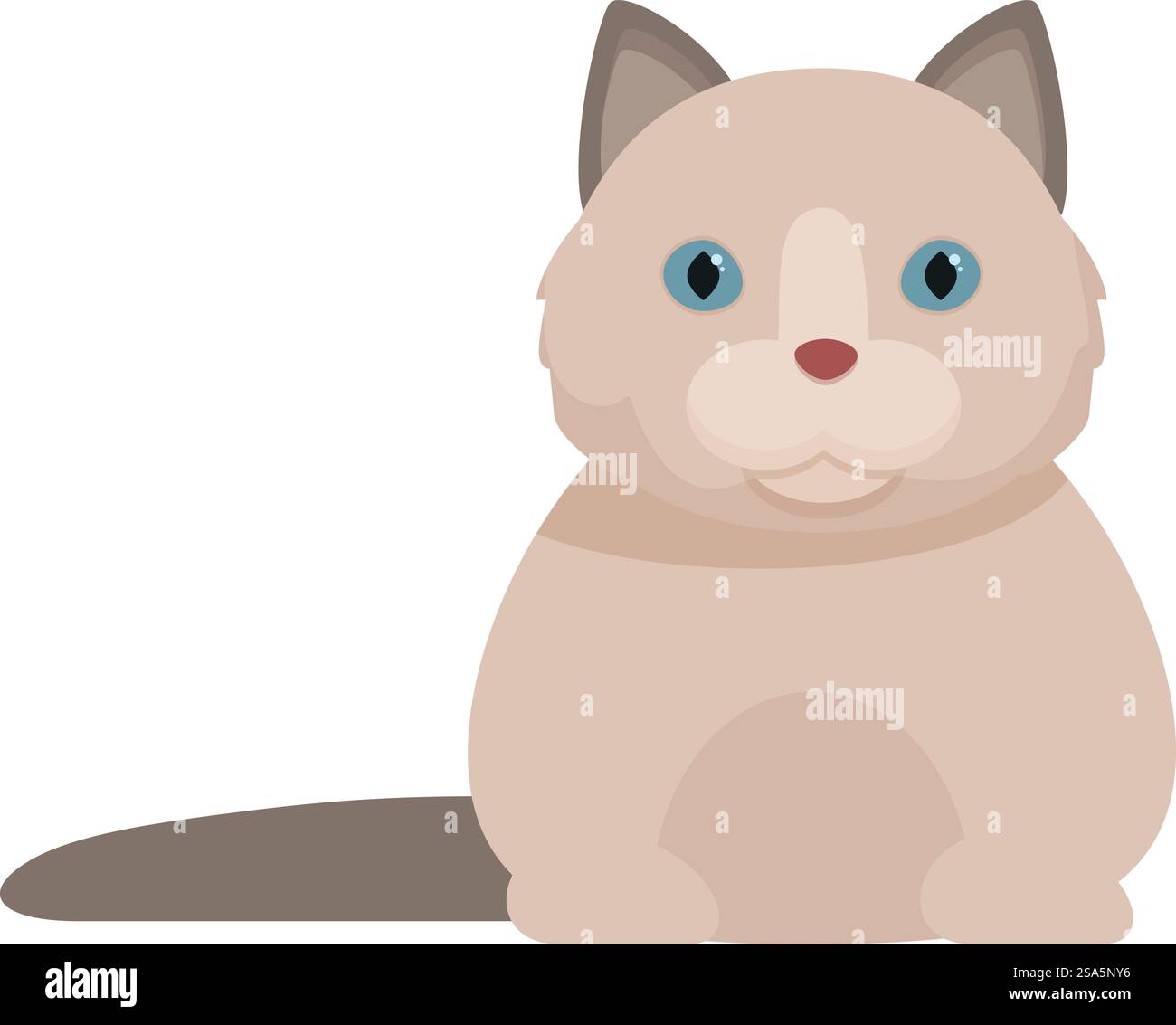 Illustration of a cute ragdoll cat sitting and looking forward, perfect ...