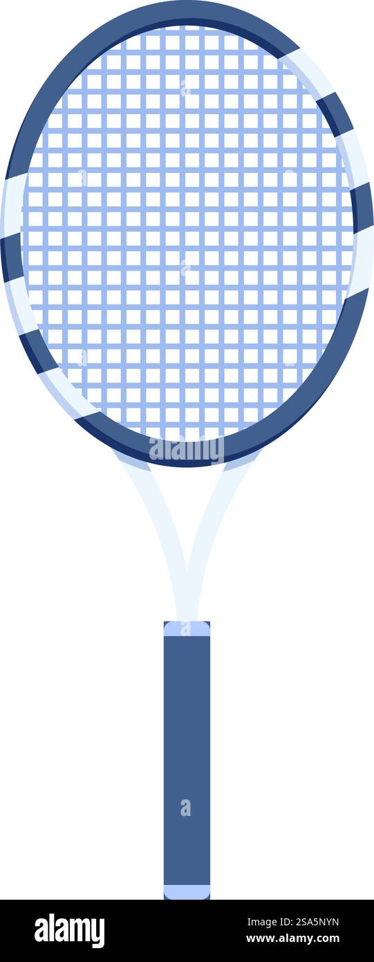 Tennis racket standing up, showing the strings and handle, isolated on ...