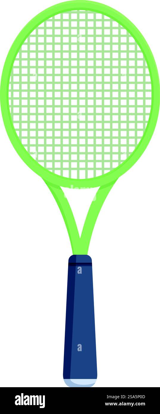 Green tennis racket standing up on white background, perfect for sports ...
