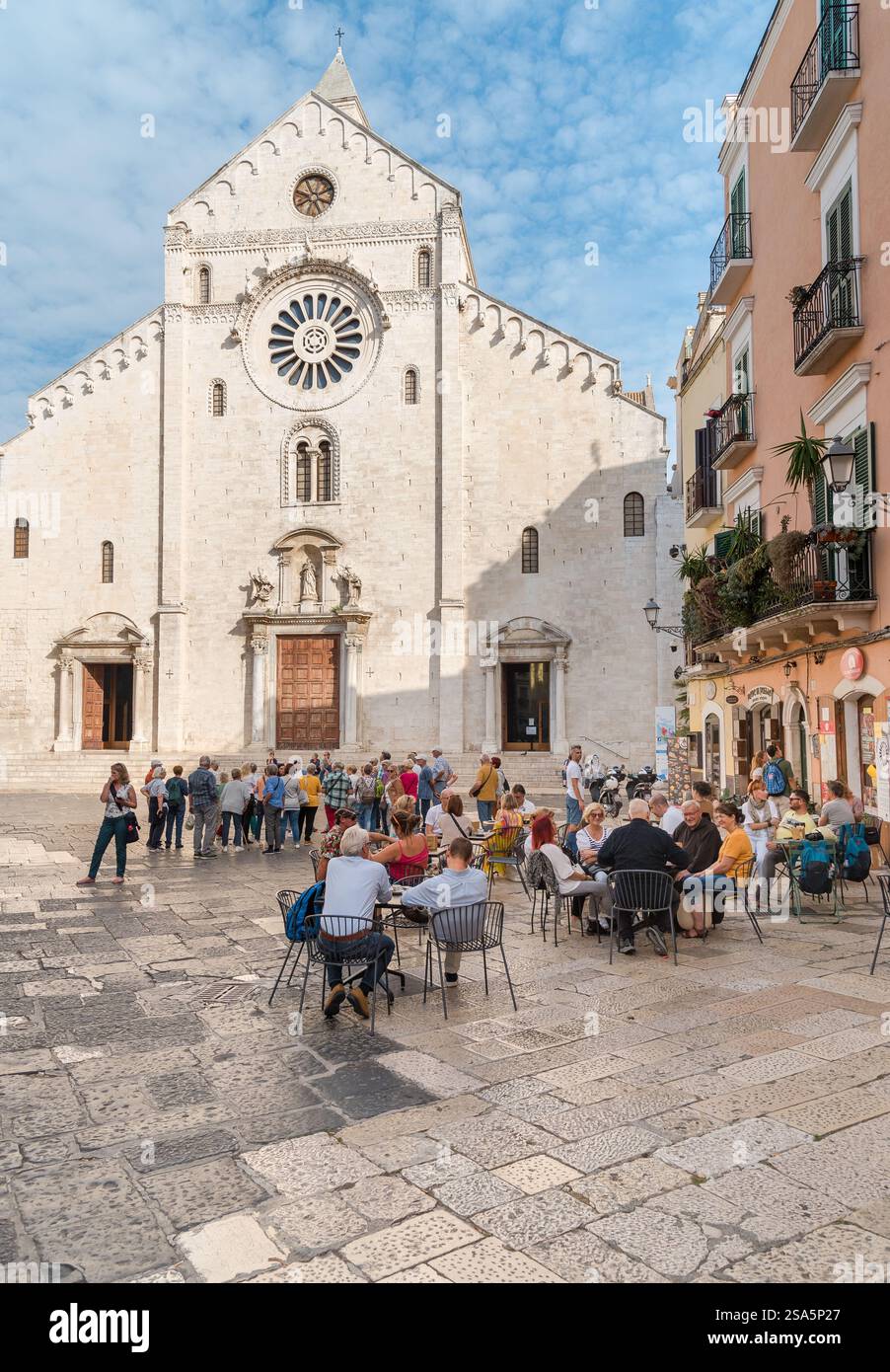Bari, Puglia, Italy - October 10, 2023: People visit the square in ...
