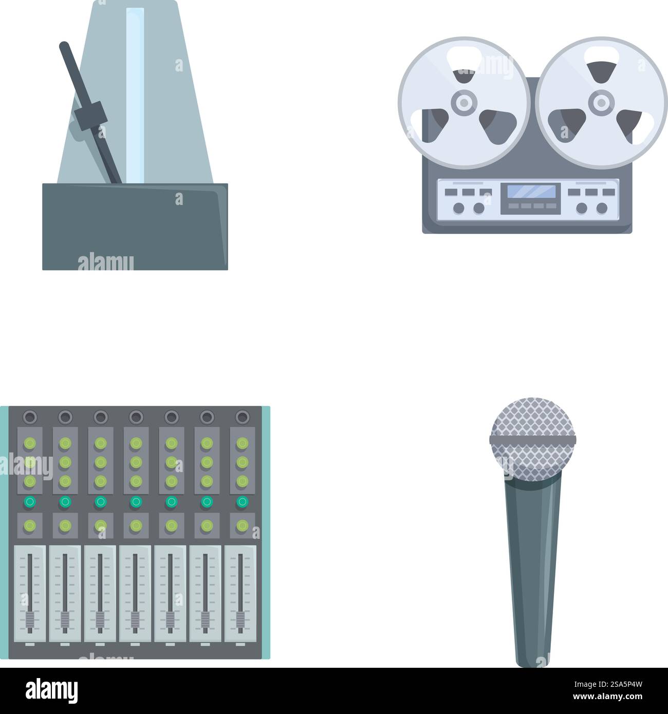 Collection of detailed music recording equipment icons including a ...