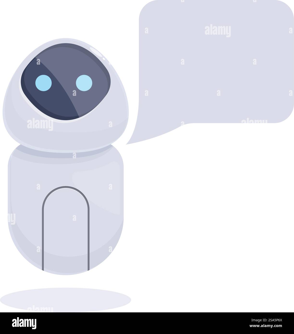 White robot speaking with blank speech bubble, artificial intelligence ...