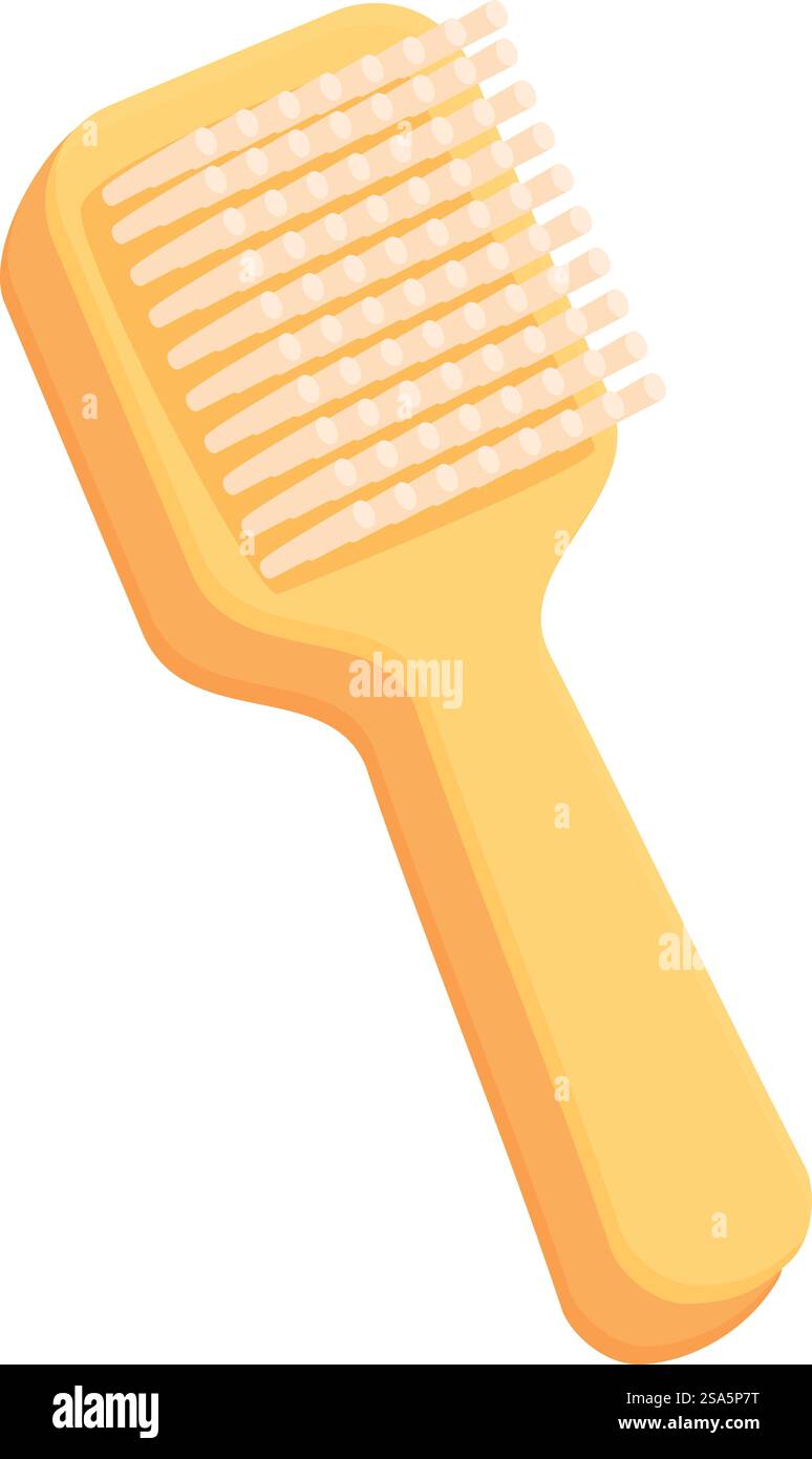 Simple wooden comb with a handle is lying on a surface, ready for use ...