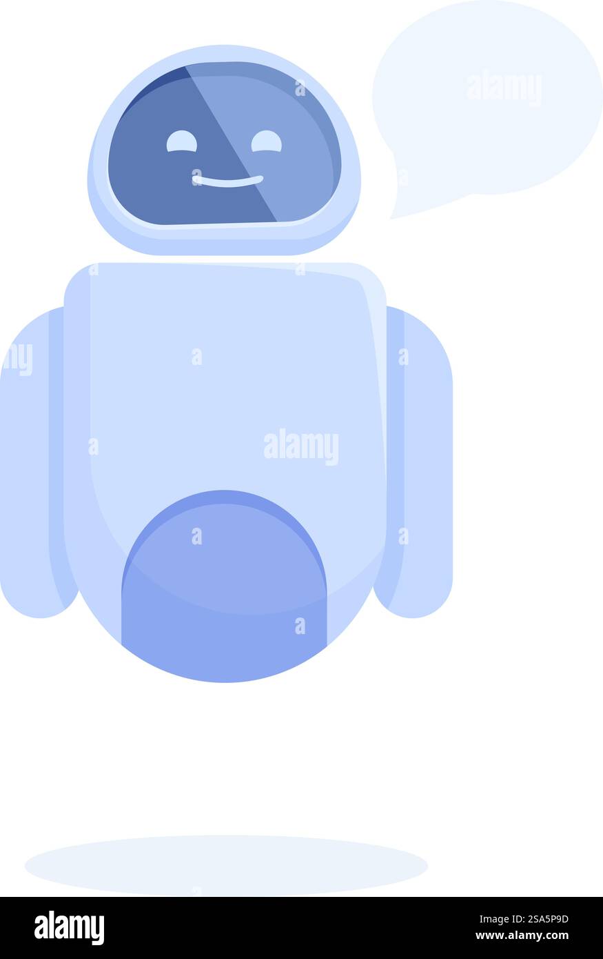 Happy chatbot speaking with speech bubble, artificial intelligence ...