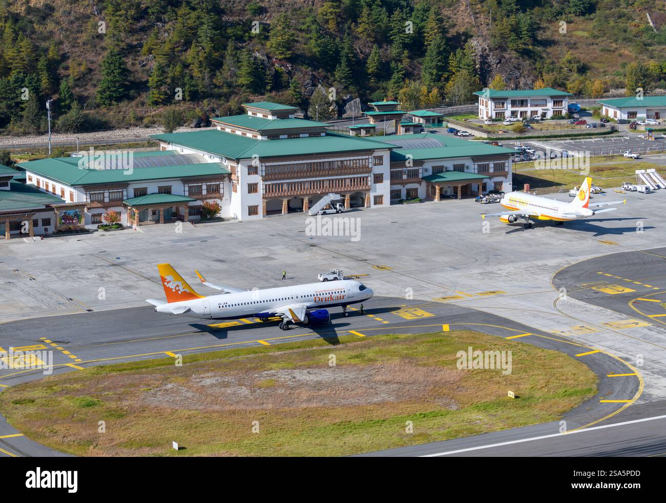 Paro International Airport passengers terminal in Paro, Bhutan. Only ...