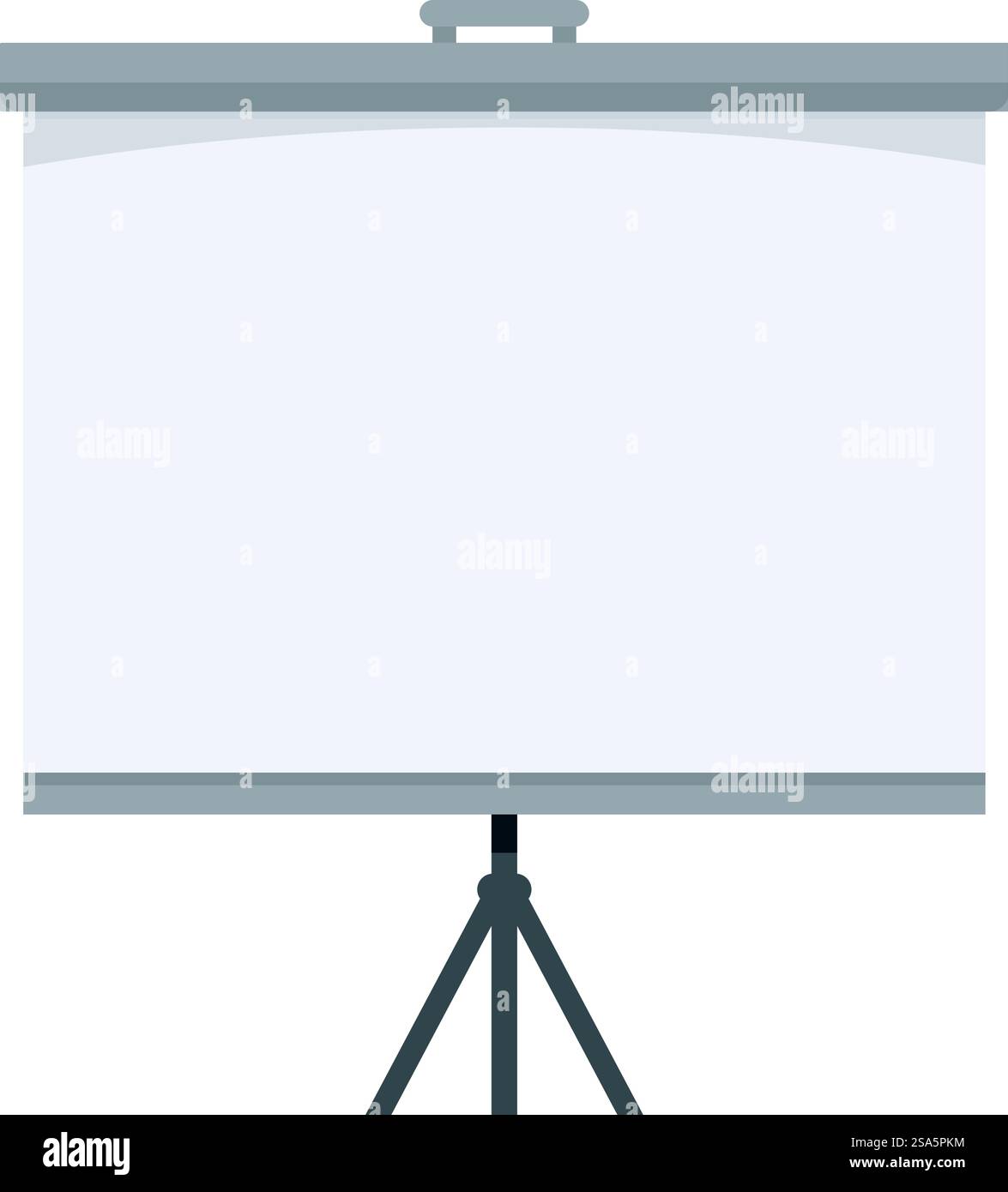Blank projection screen is standing on a tripod, ready for an important ...