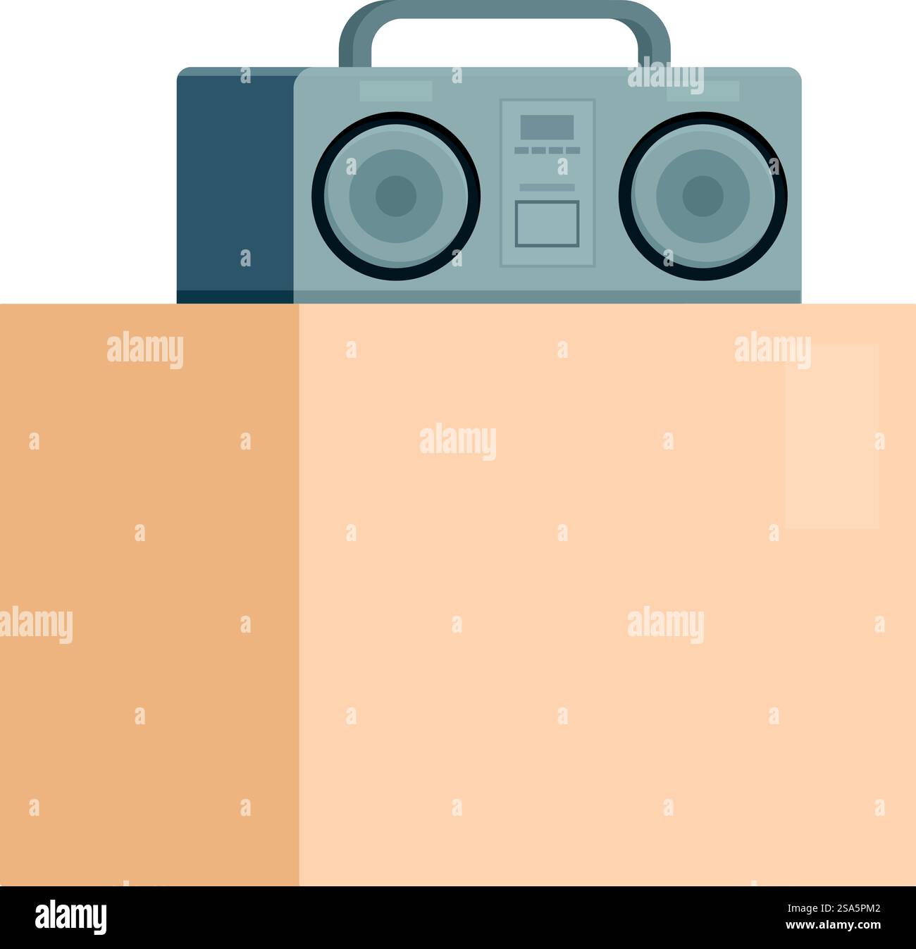 Classic portable stereo cassette player is standing on a large ...