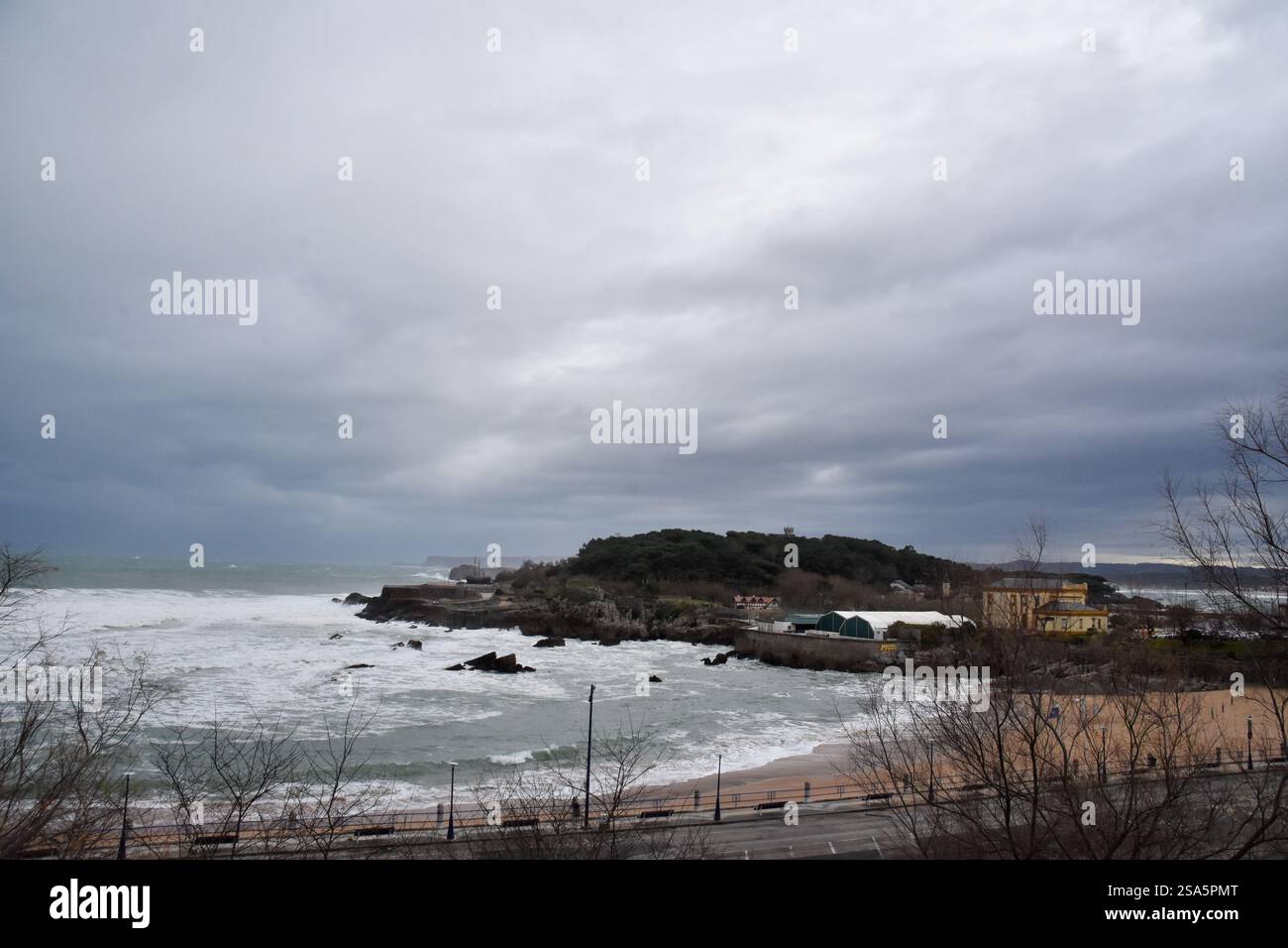Santander, Cantabria, Spain, January 28, 2025, Camel Beach under bad ...