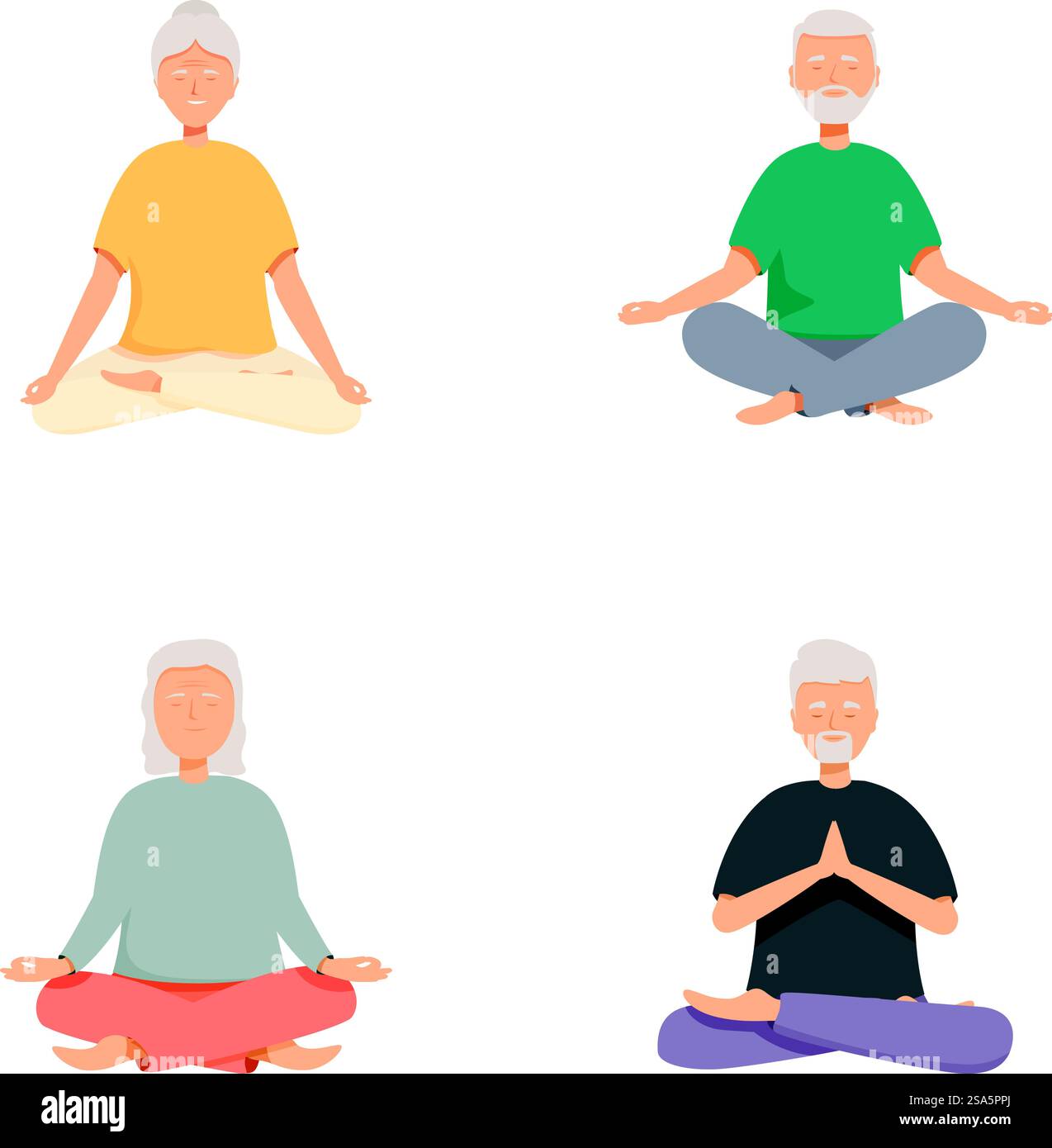 Collection of illustrations showcasing elderly individuals engaged in ...