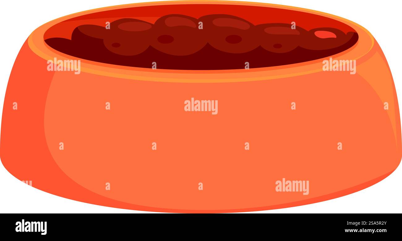 Orange bowl is overflowing with dry pet food, providing a hearty meal ...