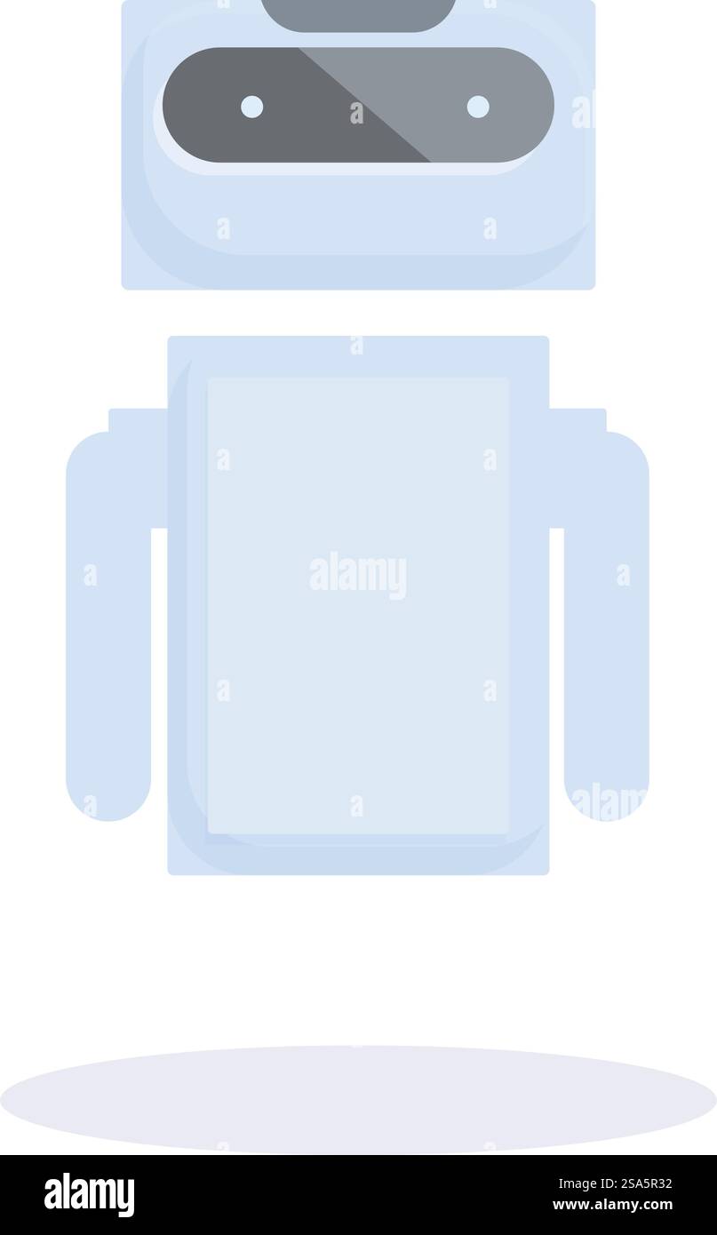 Simple cartoon illustration of a modern robot standing with arms ...