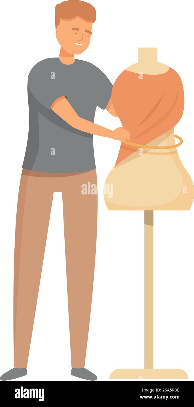 Male tailor measuring dressmakers model waist with tape measure ...