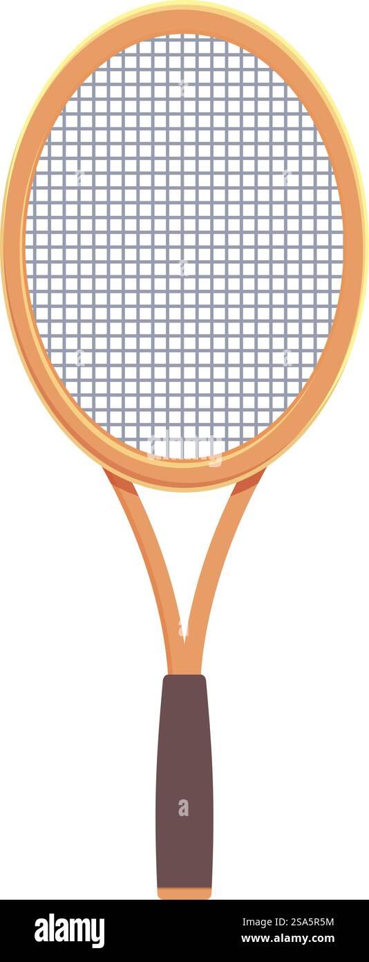 Cartoon wooden tennis racket standing up on a white background. Wooden ...