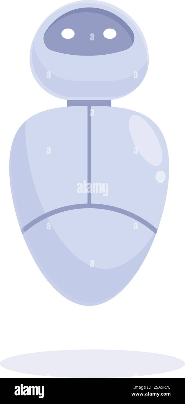 Small, cartoon like robot with a sleek, rounded design, hovering in a ...
