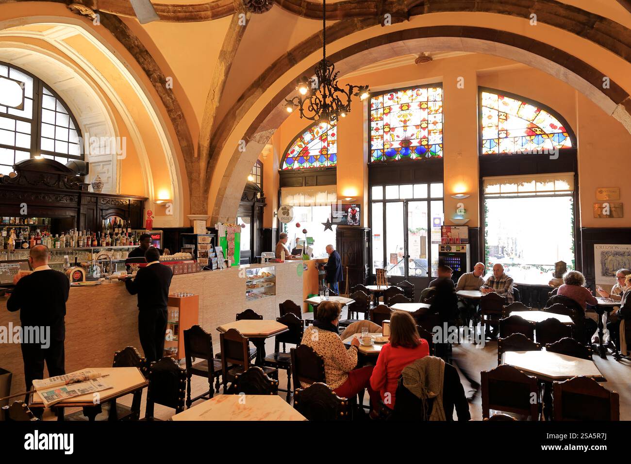interior view of Café Santa Cruz, the historic cafe in Coimbra.Portugal ...