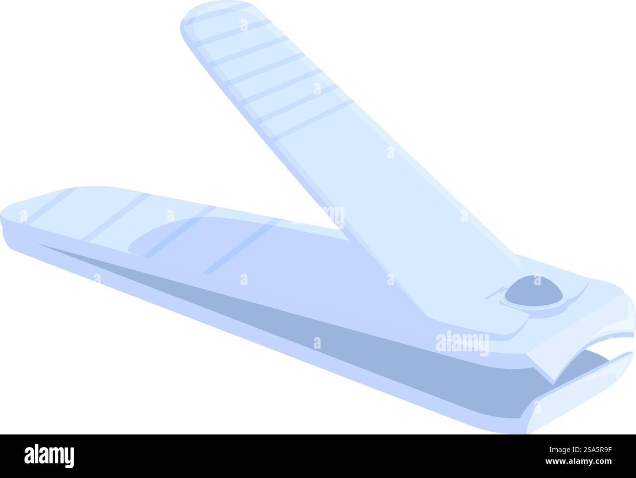 Metal nail clipper for cutting fingernails lying open, isolated on ...