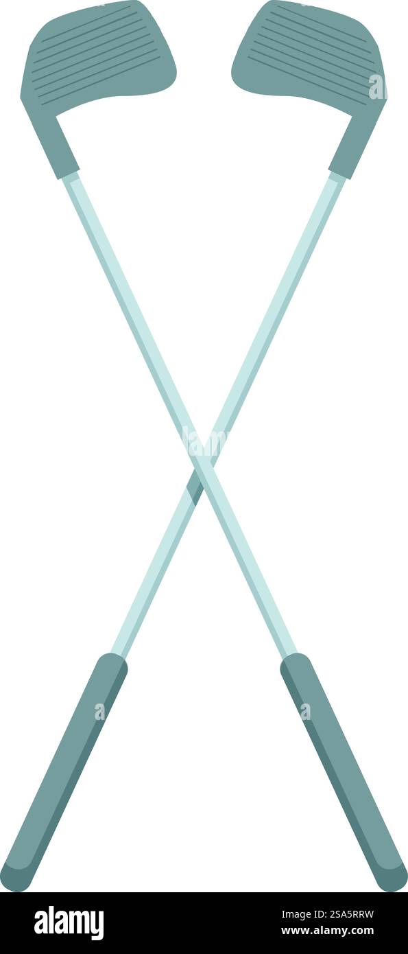 Two golf clubs crossing each other forming an x shape on white ...