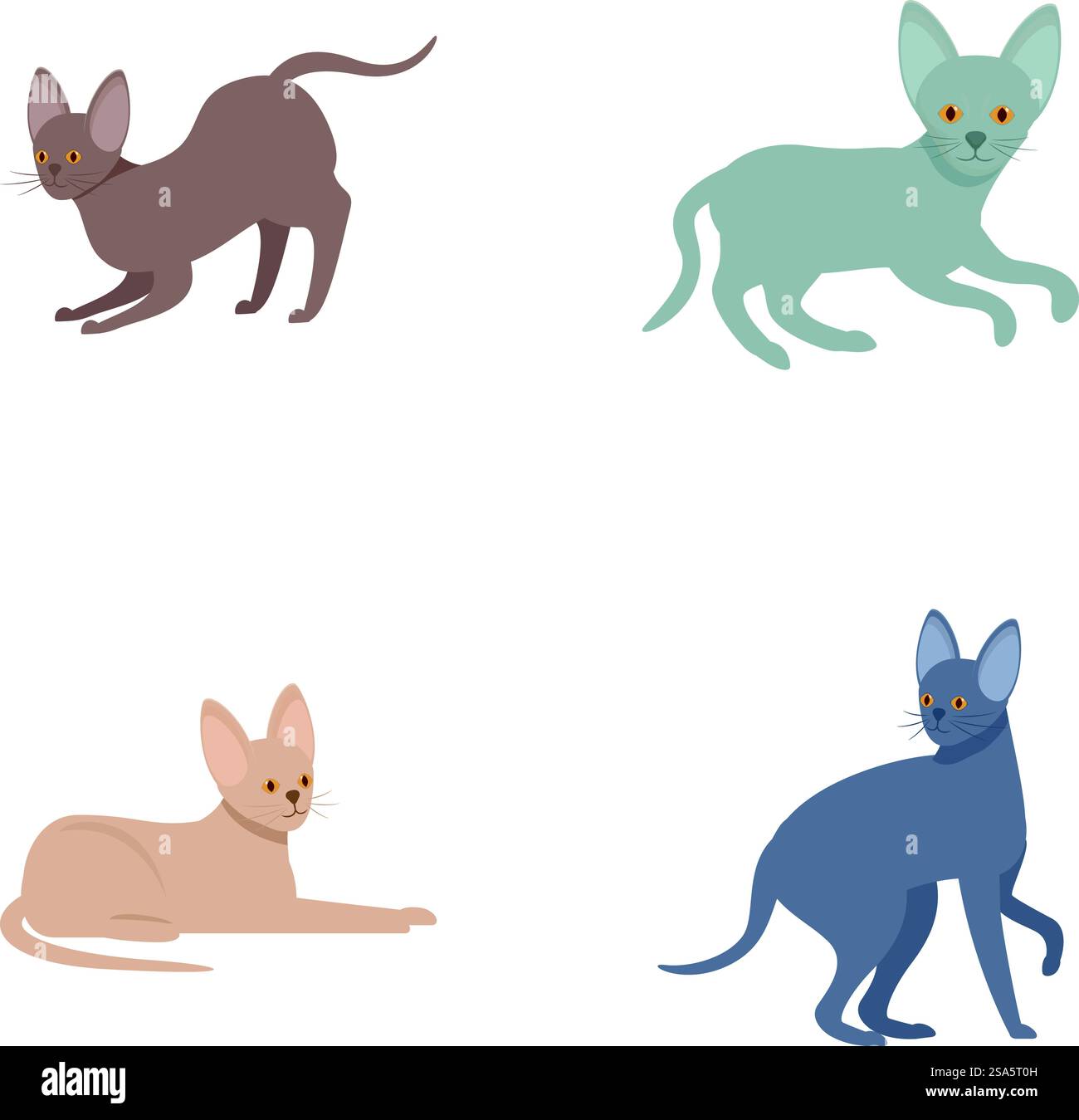 Adorable and playful assorted cartoon cat collection with various ...