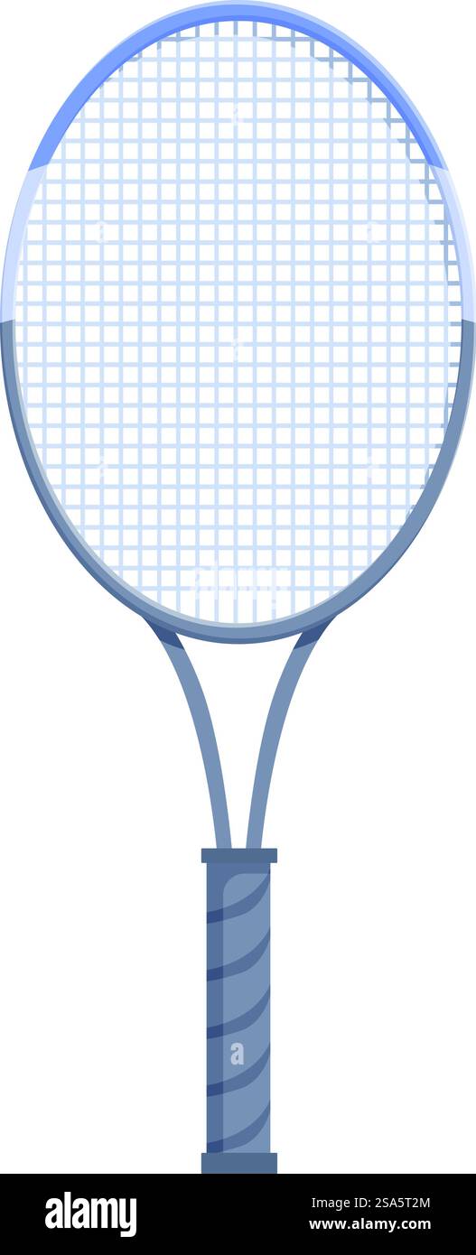 Tennis racket standing up with blue details on white background. Tennis ...