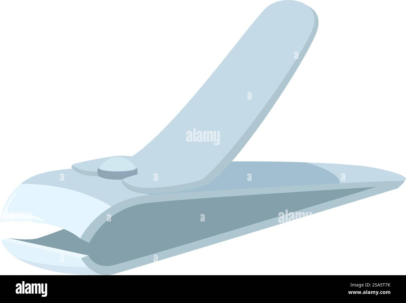 Metal nail clipper with a handle raised up, preparing to cut ...