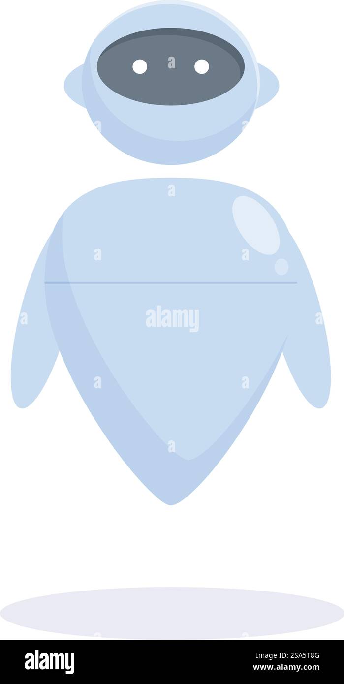Cartoon robot floating and waiting for a command. Modern robot floating ...