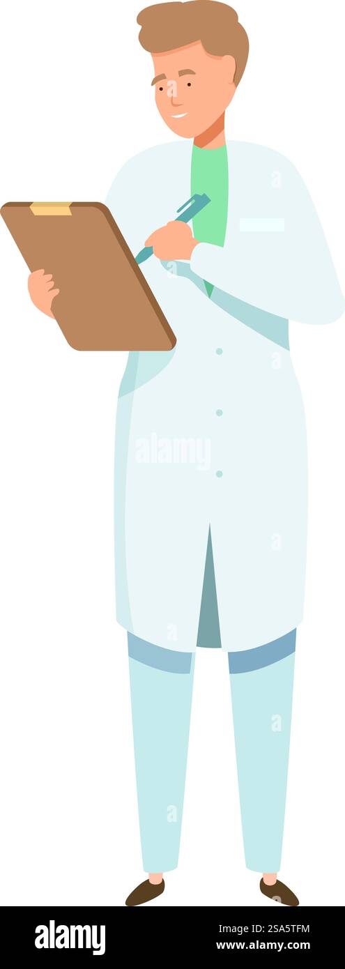Doctor taking notes on clipboard, medical profession illustration. Male ...