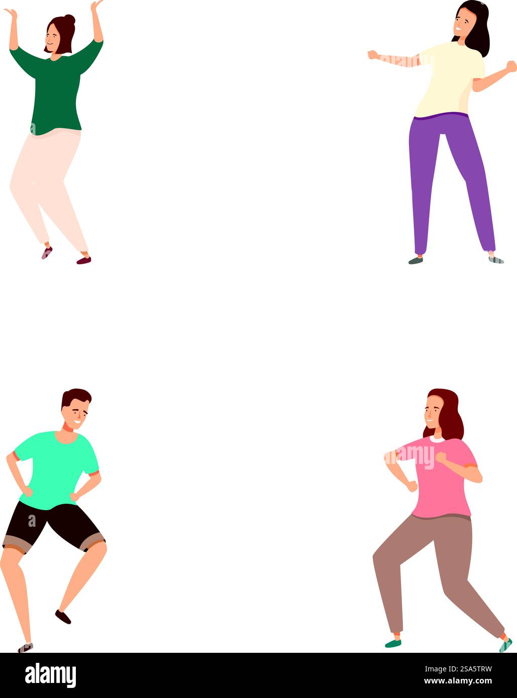 Illustration of diverse individuals engaging in various exercise poses ...