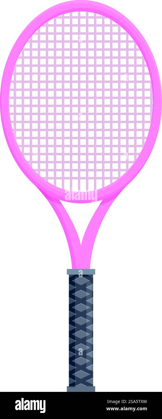 Pink tennis racket standing up on white background, tennis equipment ...