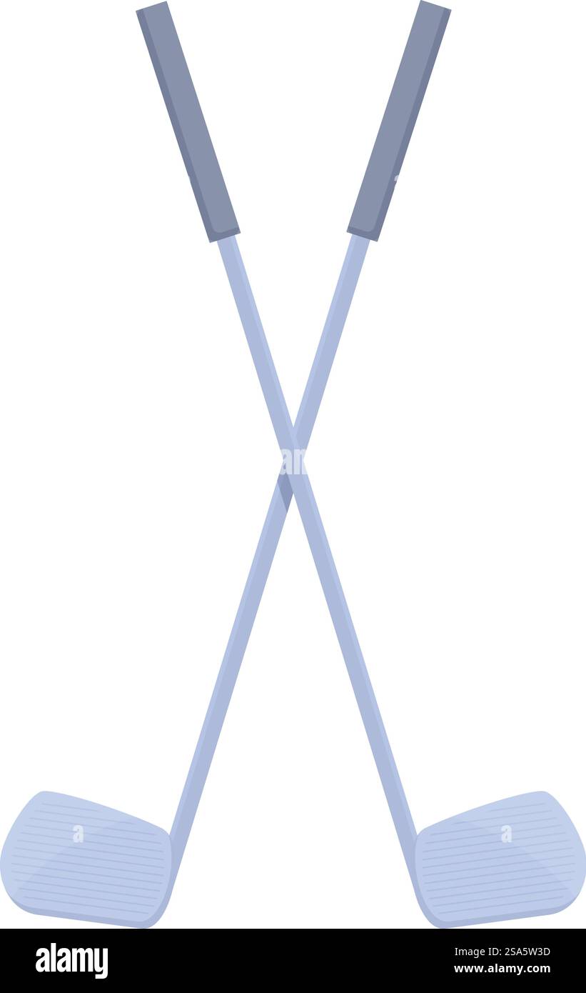 Two gray golf clubs are forming an x with their shafts. Two crossed ...