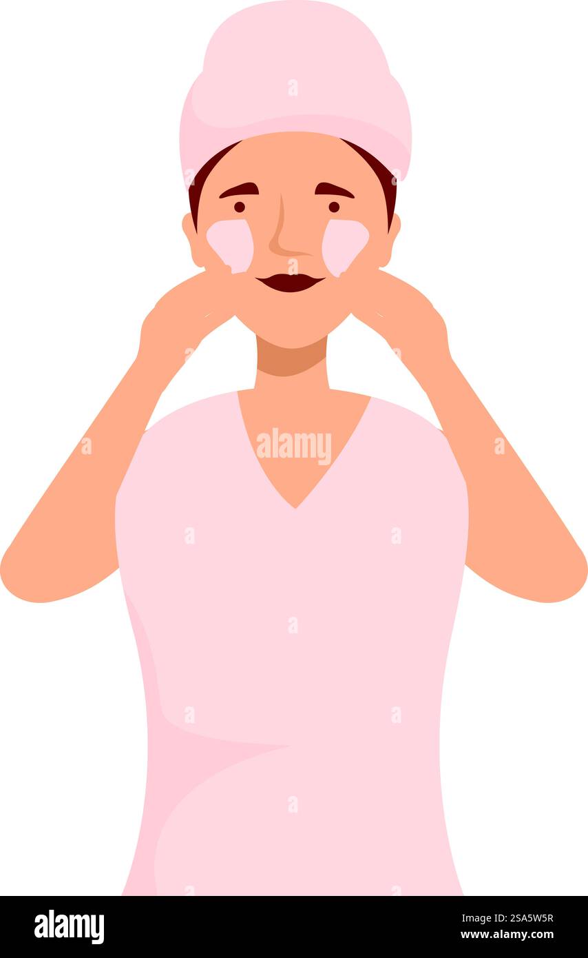 Beautician is applying face cream, promoting a skincare routine for a healthy complexion ...