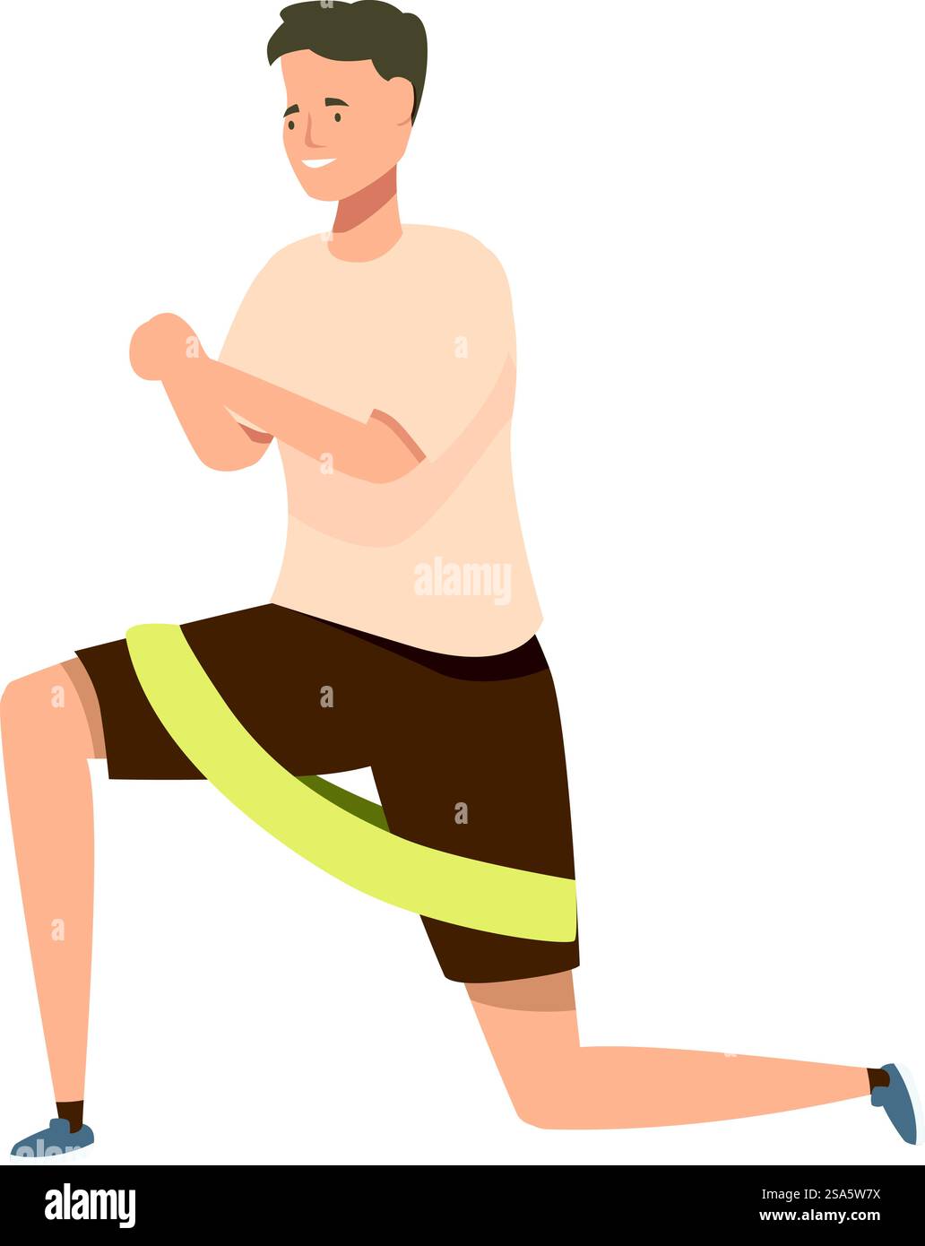 Physiotherapist showing rehabilitation exercise with elastic band for ...