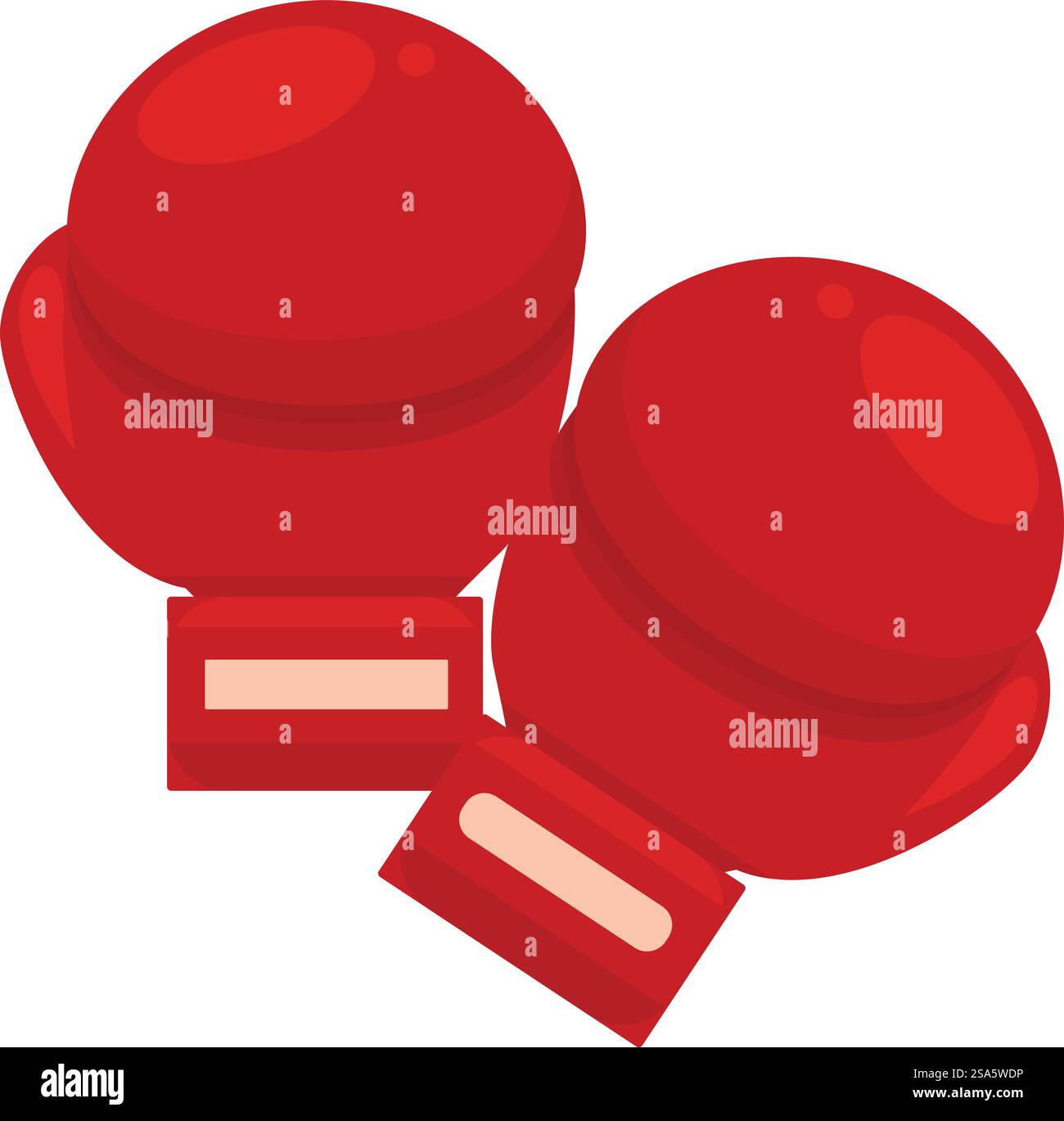 Pair of red boxing gloves is lying on the floor, waiting for the training to begin. Pair of red ...